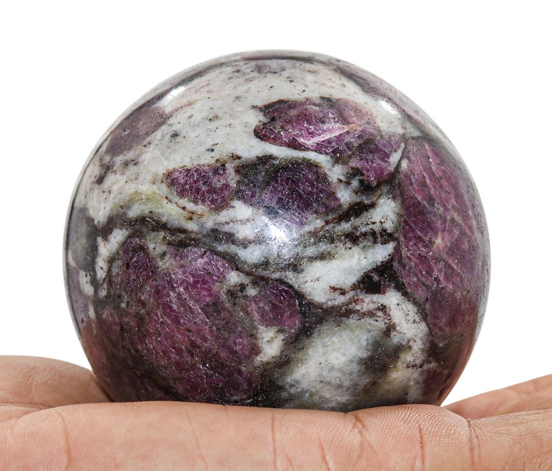 80mm Pink Ruby Corundum in Biotite: Metaphysical Crystal Ball, Home ...