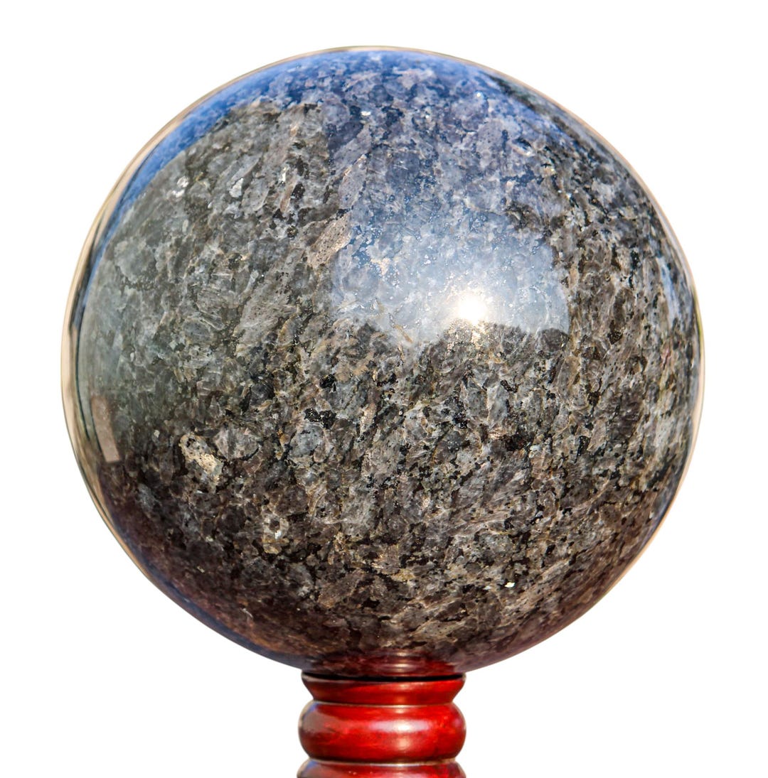 Natural Flashy Silver Larvikite Sphere Energy Crystal Gemstone Healing ...