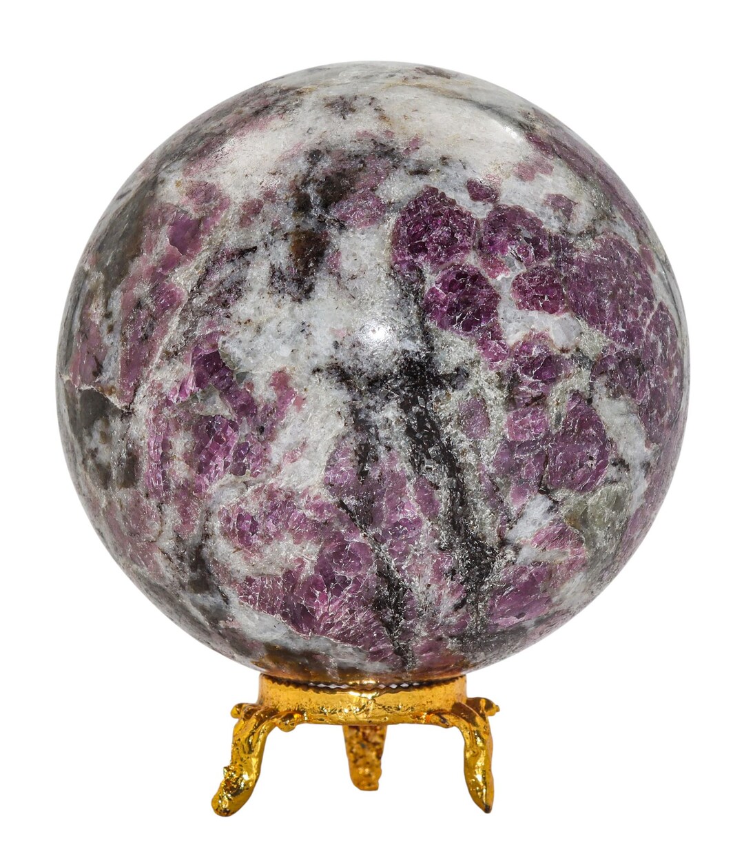 Pink Ruby Corundum in Biotite: Metaphysical Crystal Ball, Home Decor (3 ...