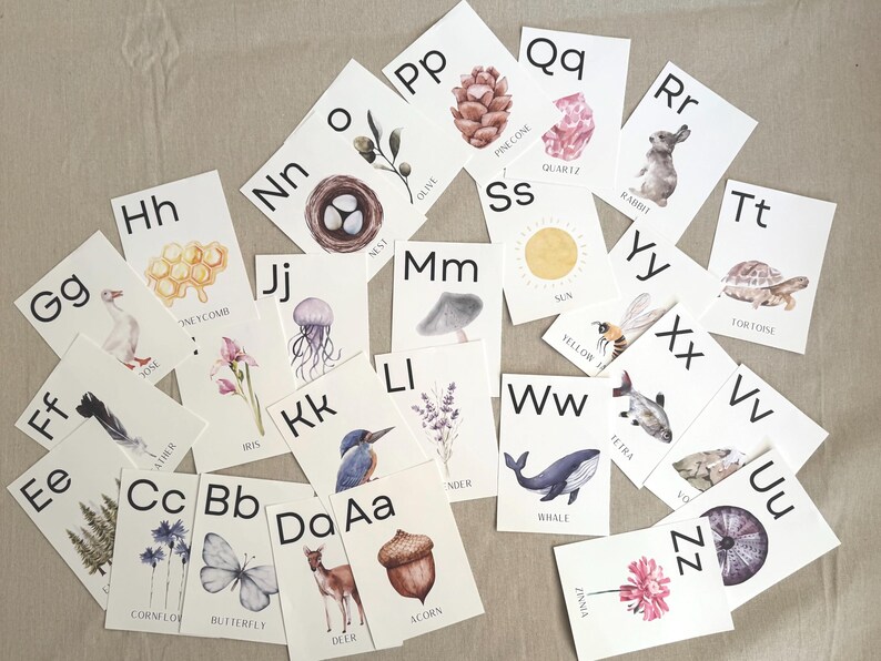 Watercolor ABC Flashcards for Kids | Montessori Educational Print ...