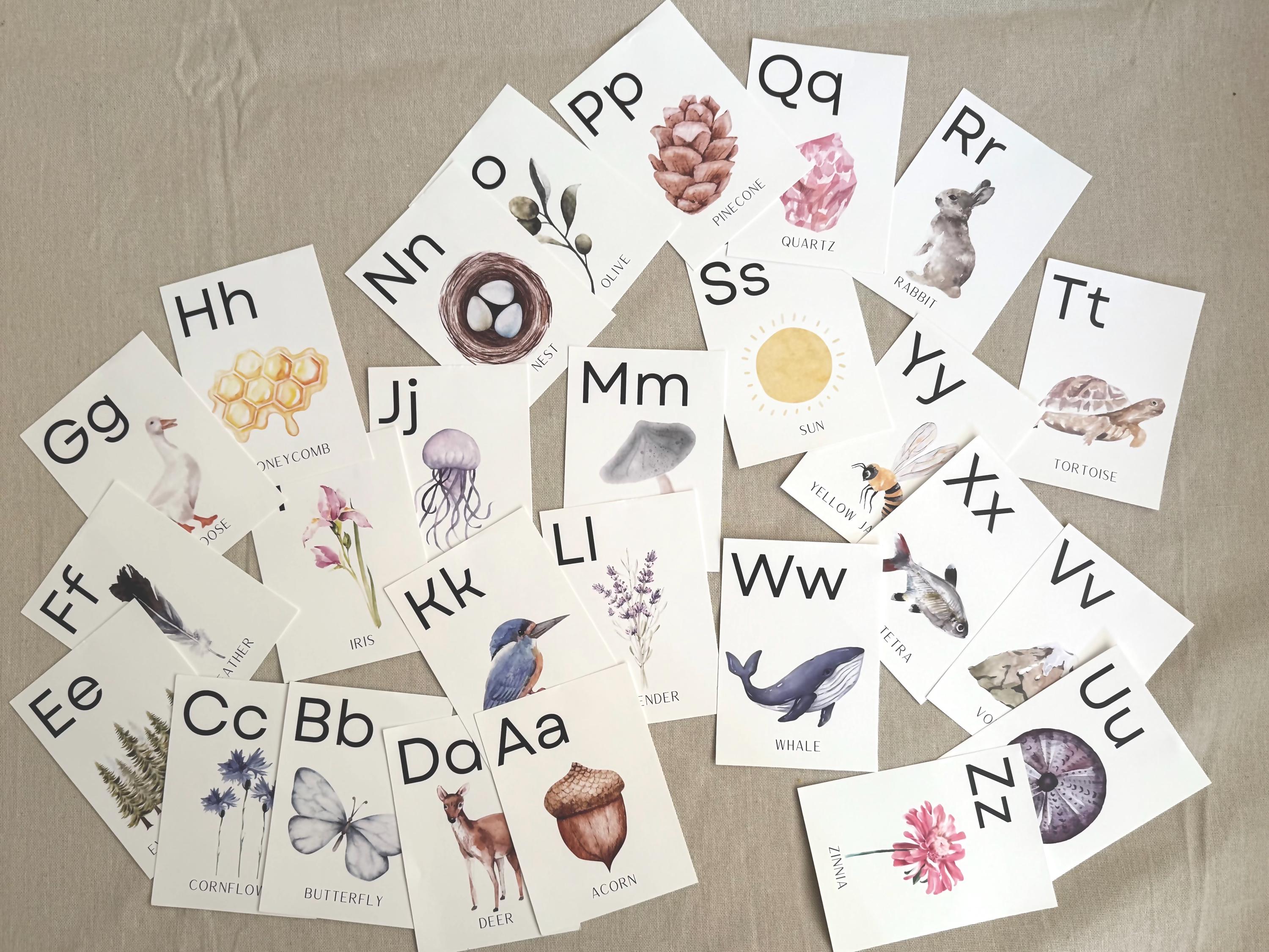 Watercolor ABC Flashcards for Kids | Montessori Educational Print ...