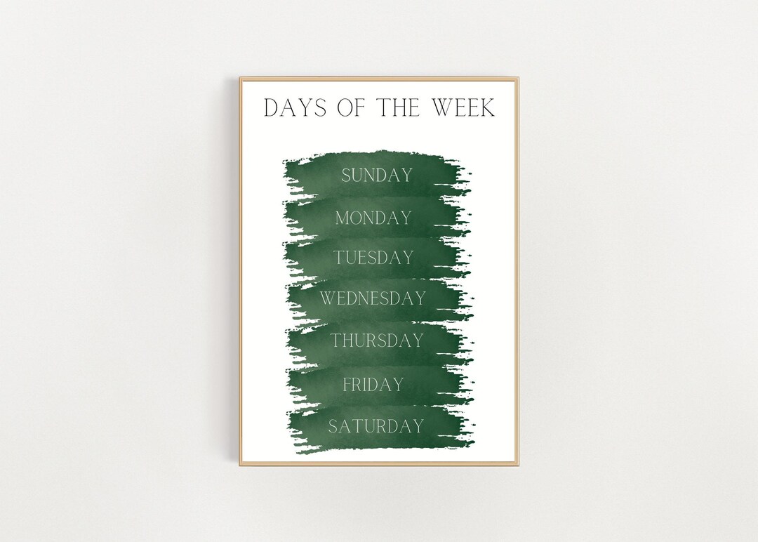 Days of the Week Learning Poster | Poster | Educational Print | Chart ...