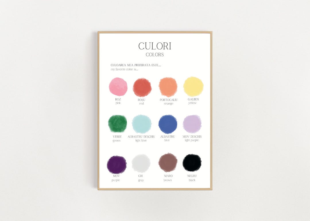 Romanian-english Bilingual Color Poster | Educational Print | Chart ...