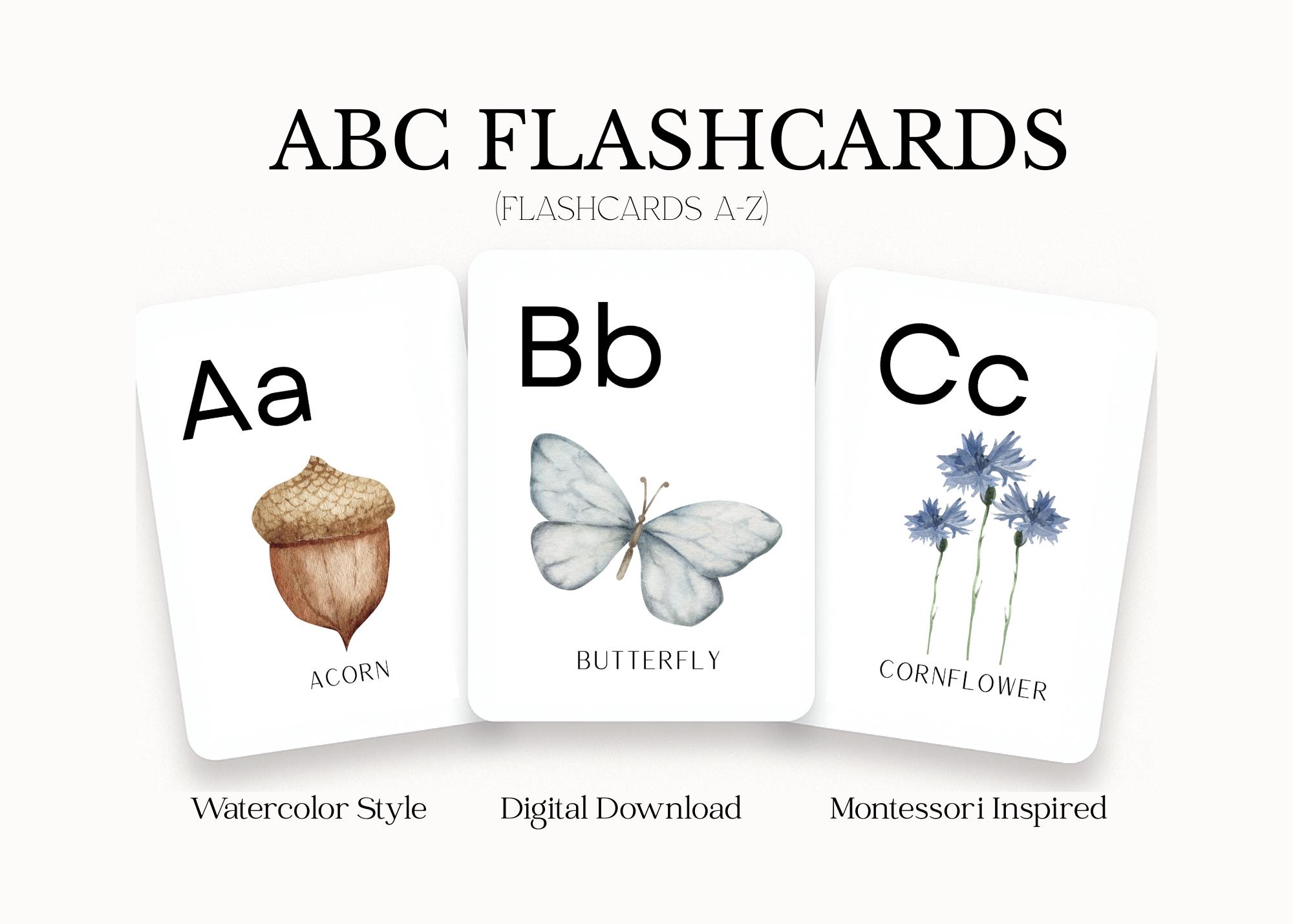 Watercolor ABC Flashcards for Kids | Montessori Educational Print ...