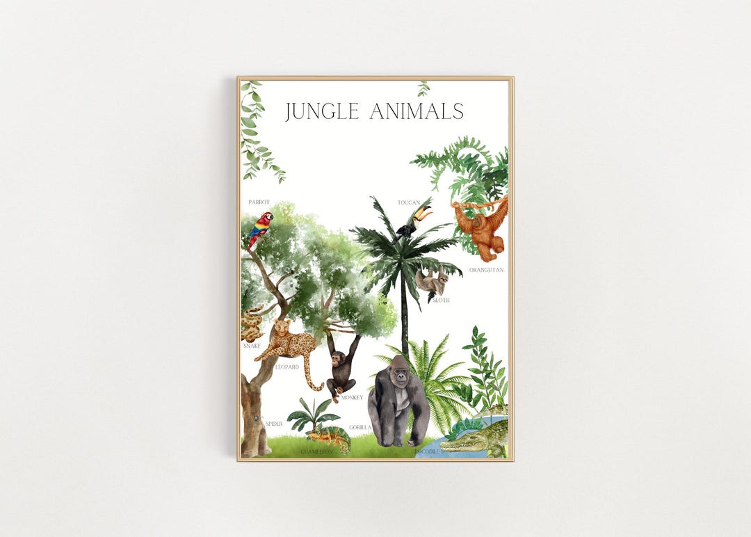 Jungle Animals Learning Poster | Educational Print | Chart | Classroom ...