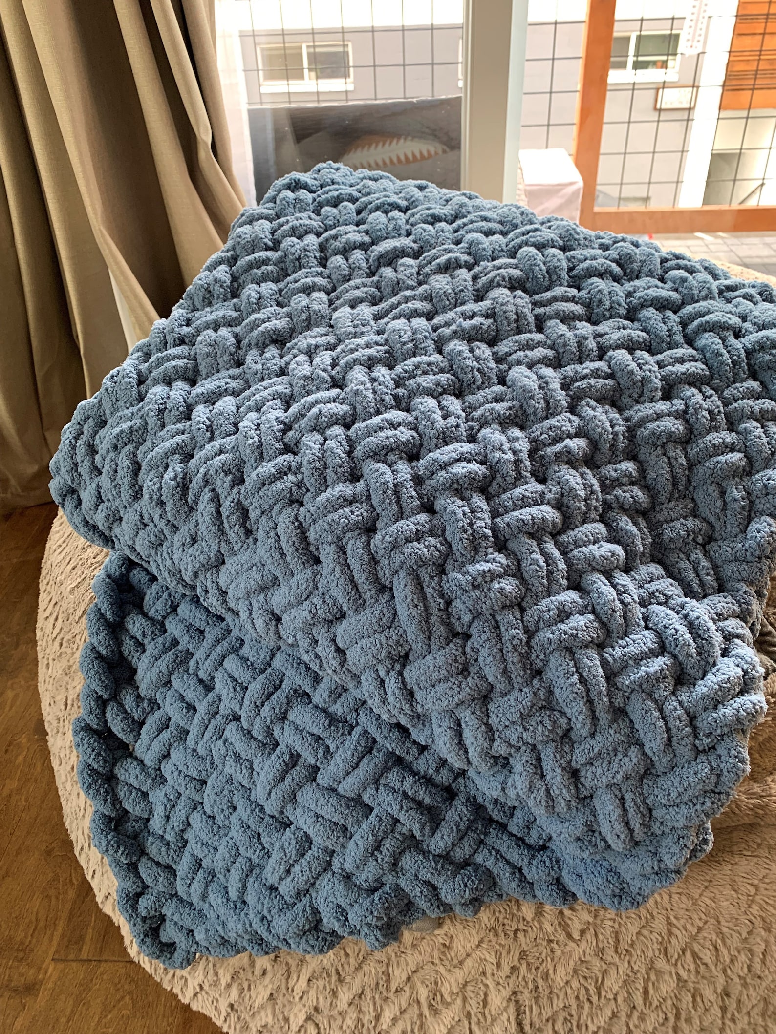 Criss-cross Hand Knit Blanket - Chunky and Soft - Etsy