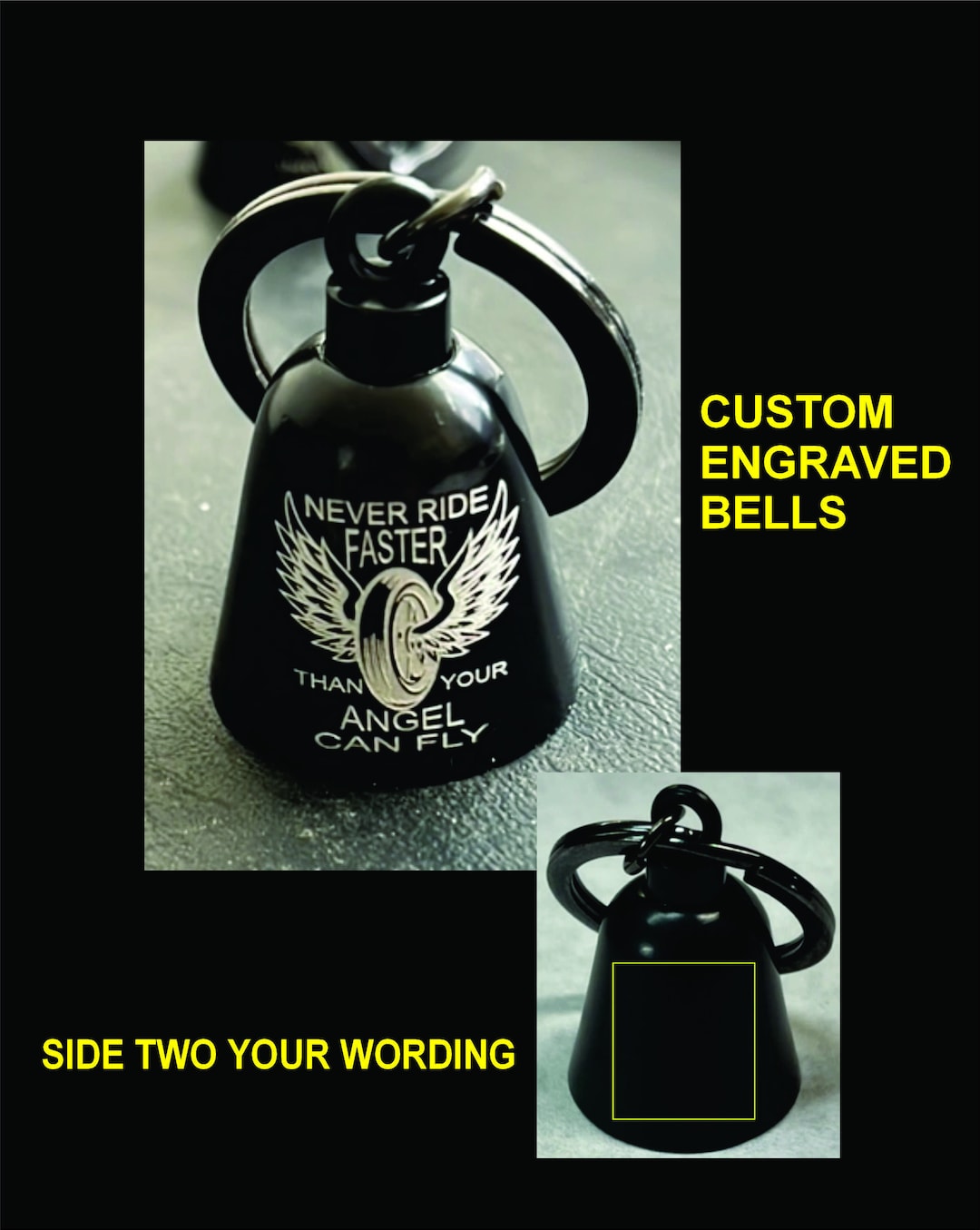 Custom Biker Protector Bells, Engraved With Your Wording, Gremlin Bells ...