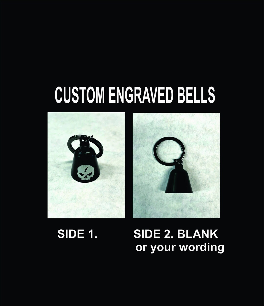 Biker Bells Gremlin Bells Custom Skull Engraving - Etsy