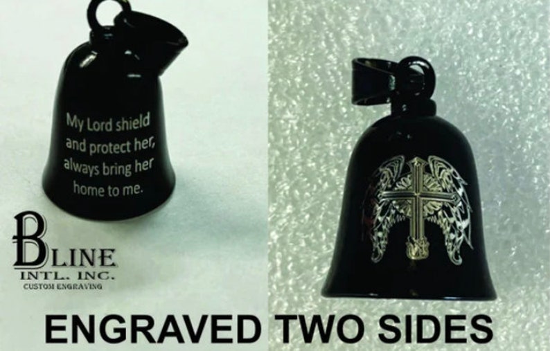 Biker Bell Motorcycle Bell Angel Cross Engraving - Etsy