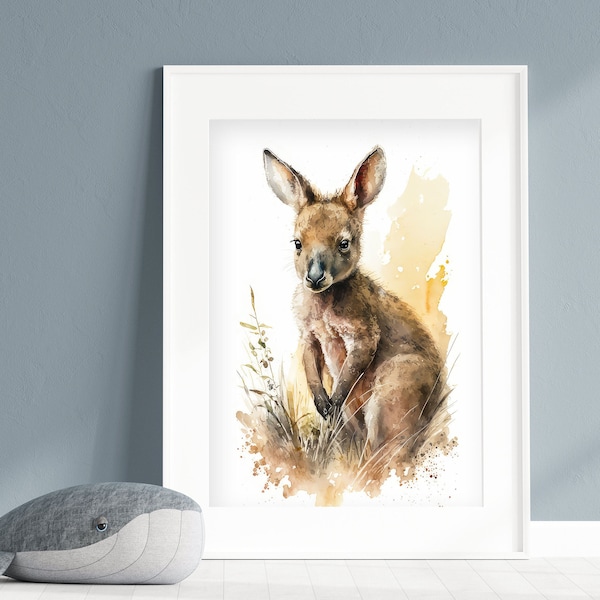 Kangaroo Watercolor - Etsy
