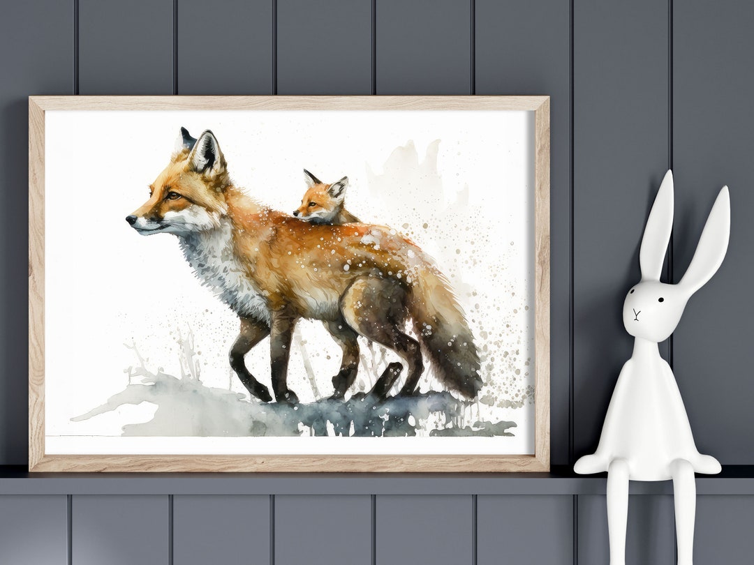 Adorable Mother & Baby Fox Printable Wall Art for Nursery / Kids ...