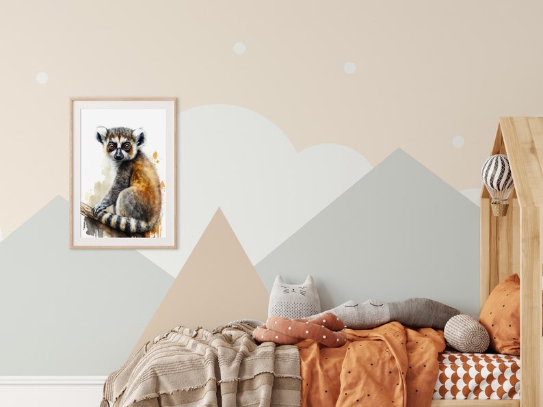 Madagascar Baby Lemur Printable Wall Art – Watercolor Digital Art for ...