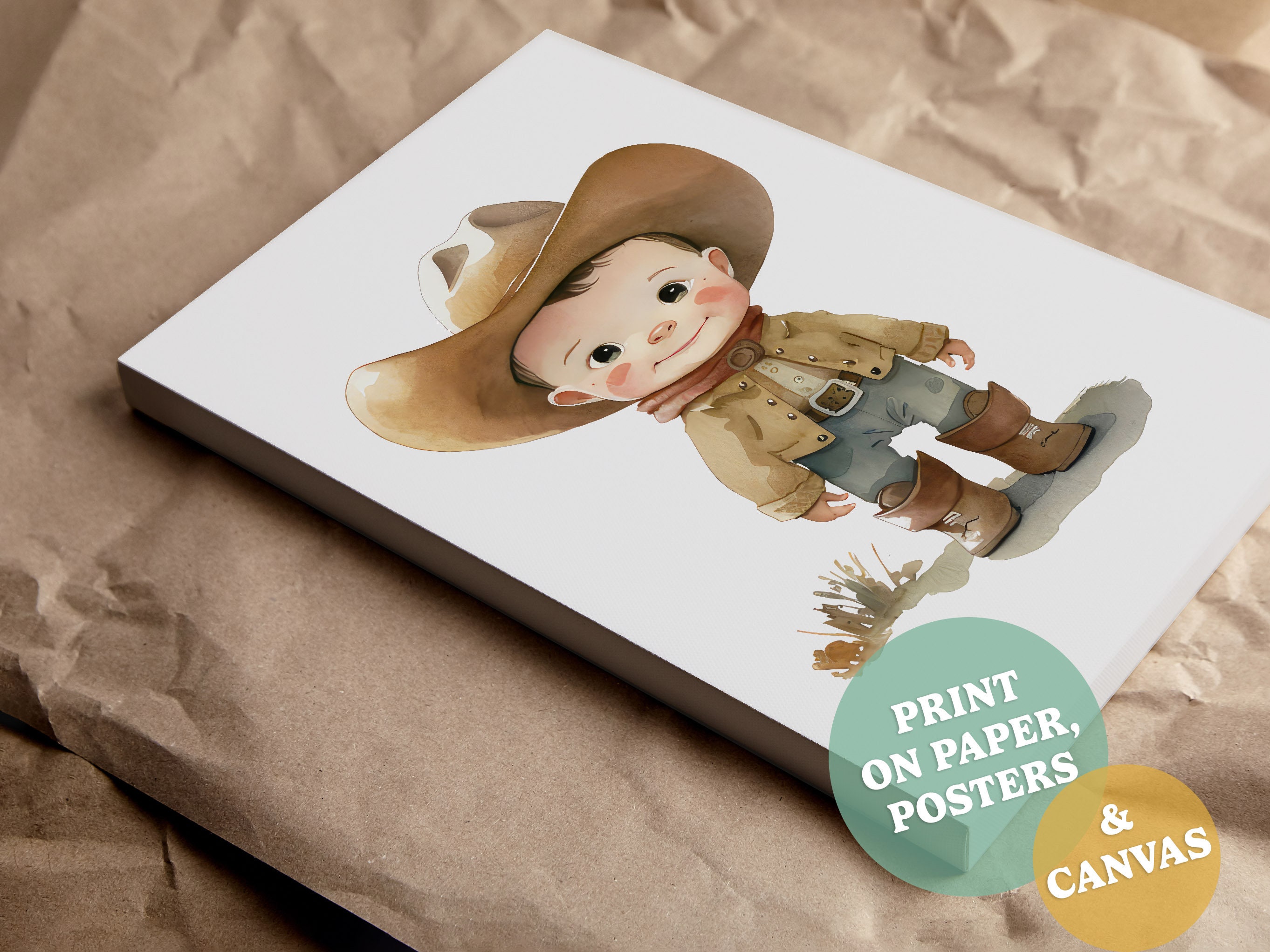 Little Cowboy, Set of 3 Printable Wall Art, Digital Art for Nursery ...