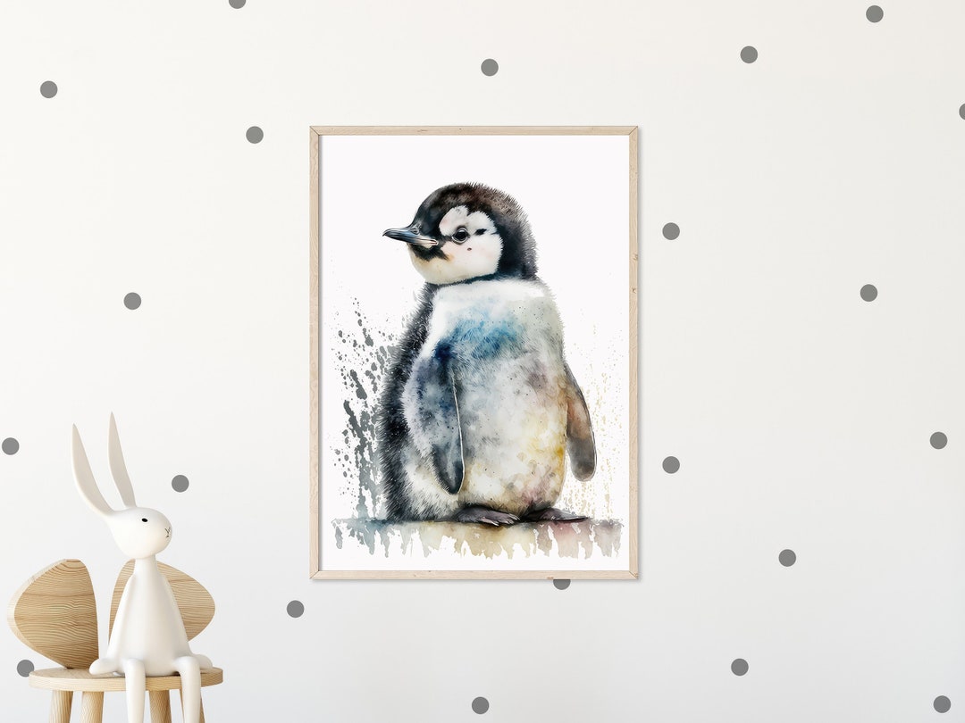 Baby Penguin Printable Wall Art – Watercolor Digital Art for Nursery ...