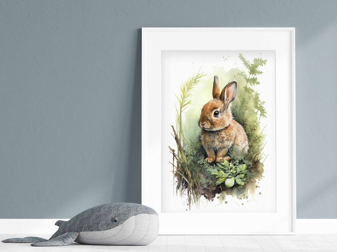 Adorable Baby Rabbit – Woodland Printable Wall Art for Nursery / Kids ...