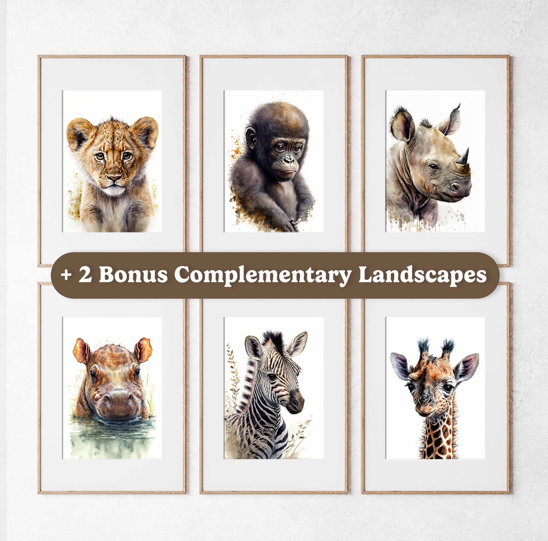 Savanna Bundle 6x Adorable Baby African Animals BONUS Printable Wall ...