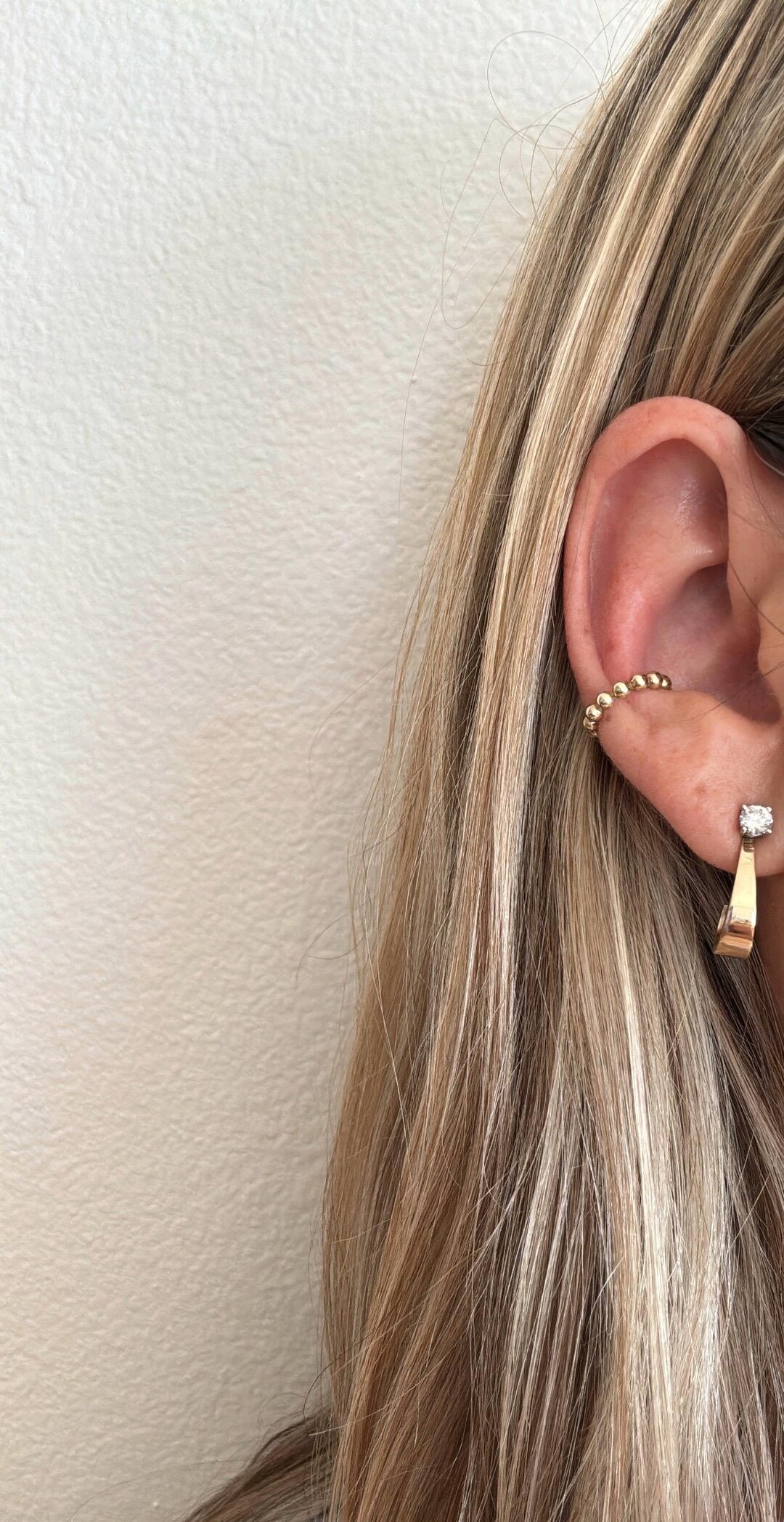 9ct Solid Gold Classic Beaded Ear Cuff - Etsy