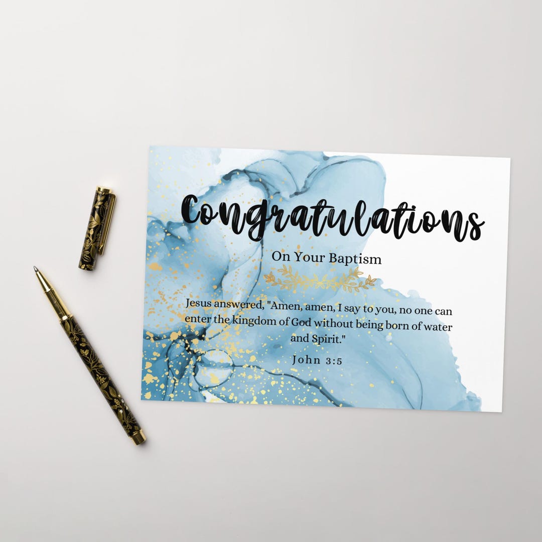 Congratulations on Your Baptism Card - Etsy