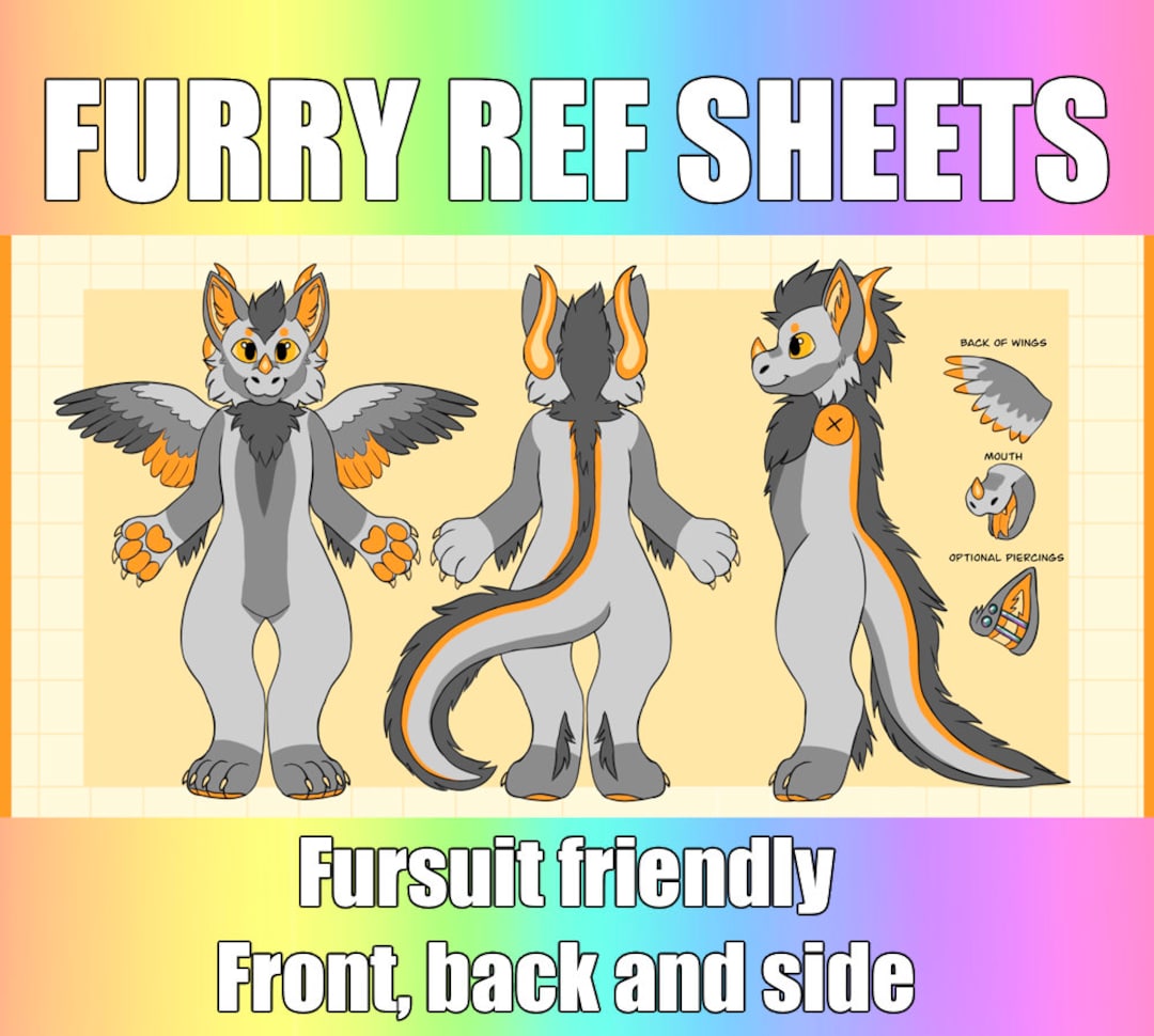 Furry Reference Sheet fursuit Friendly Ref Sheet, Fursona, Commission, Custom - Etsy UK