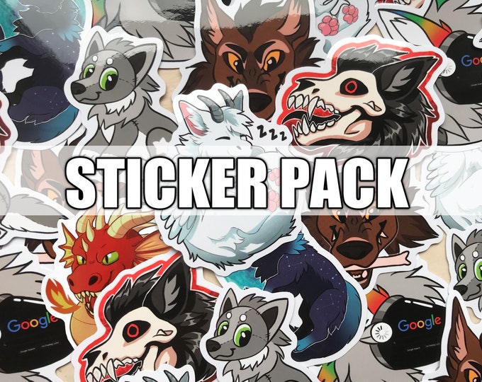 Furry STICKER PACK - Random Mystery Stickers, Animals, Canine, Dragon ...