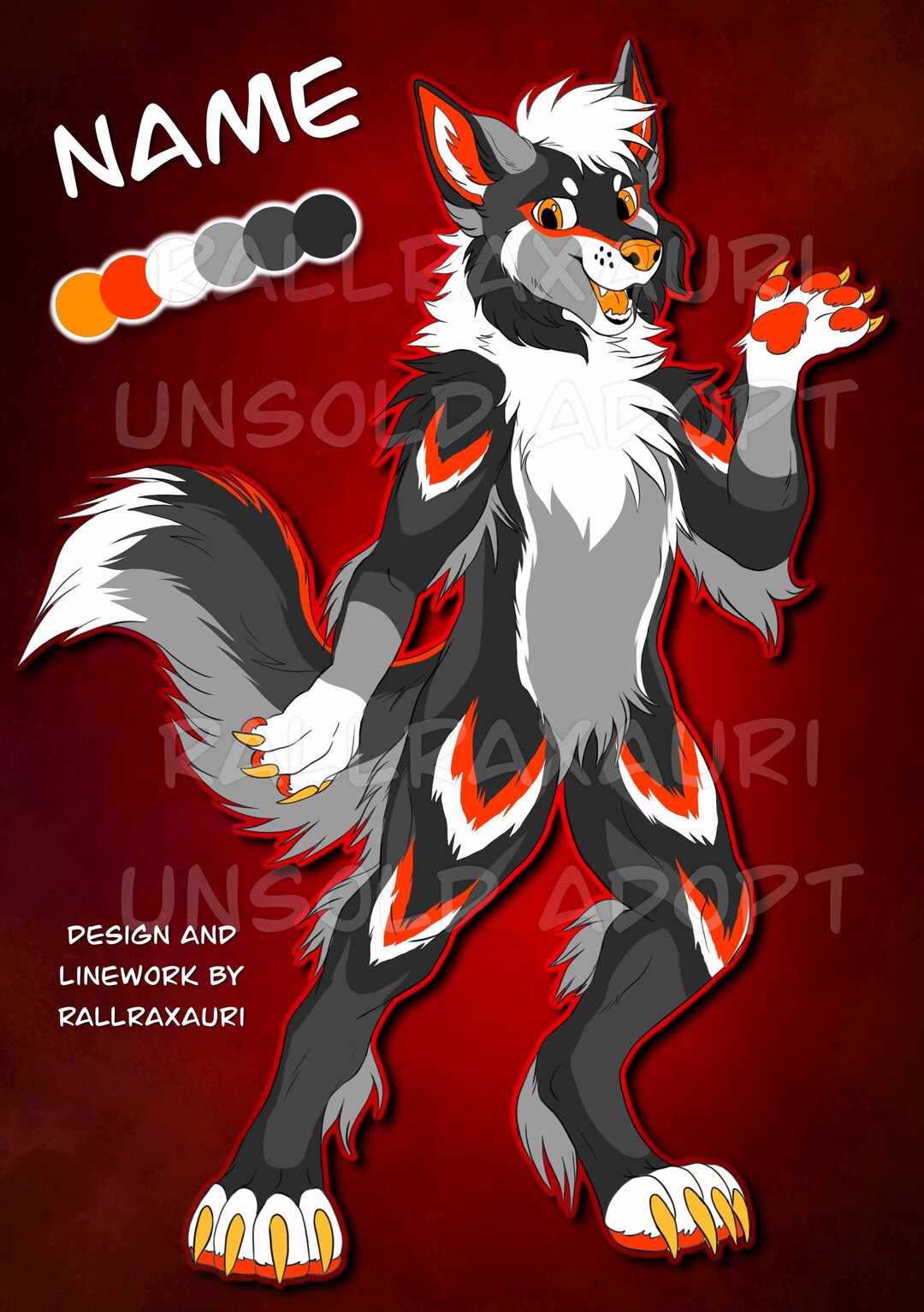 Wolf Furry Adoptable - Canine, Anthro, Fursona, Adopt, Red, Black, Oc ...