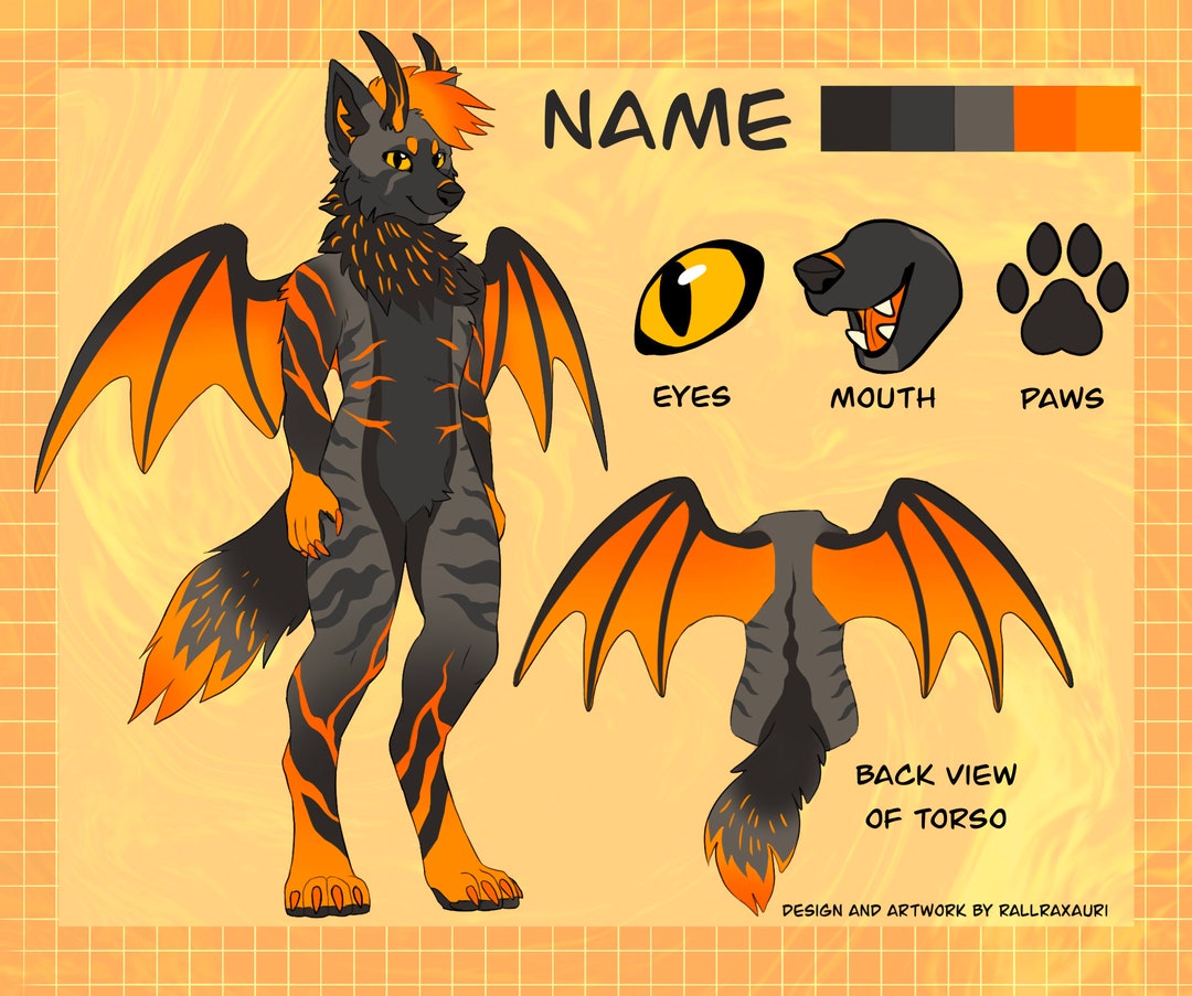 Furry Ref Sheet Commission Detailed Etsy