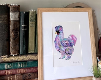 Buff Silkie Chicken Watercolor Art Print: Whimsical Farmhouse Decor - Etsy