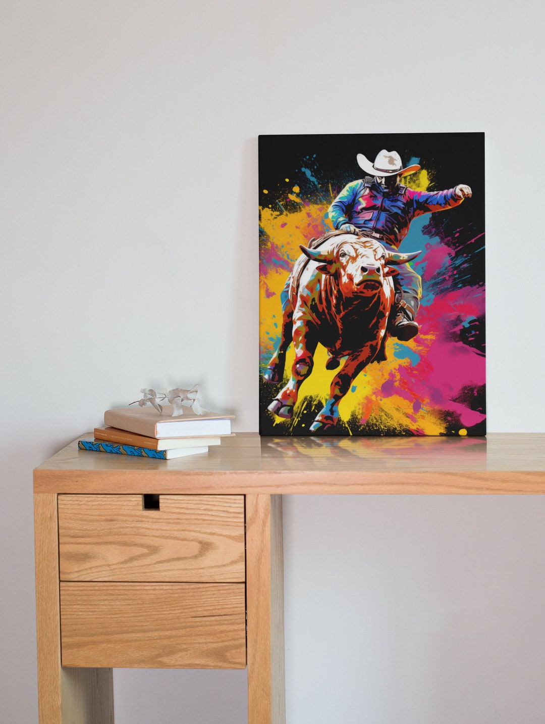 Canvas Art Print - Western Rodeo - PBR Artwork - Colorful Pop Art Style ...