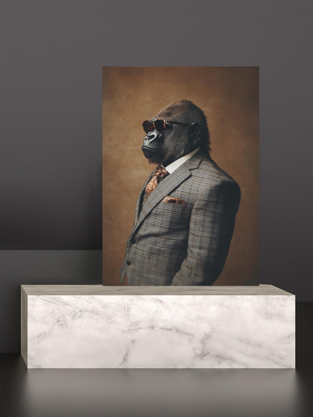 Dapper Gorilla Art Print, Animal Portrait, Funny Home Decor - Etsy