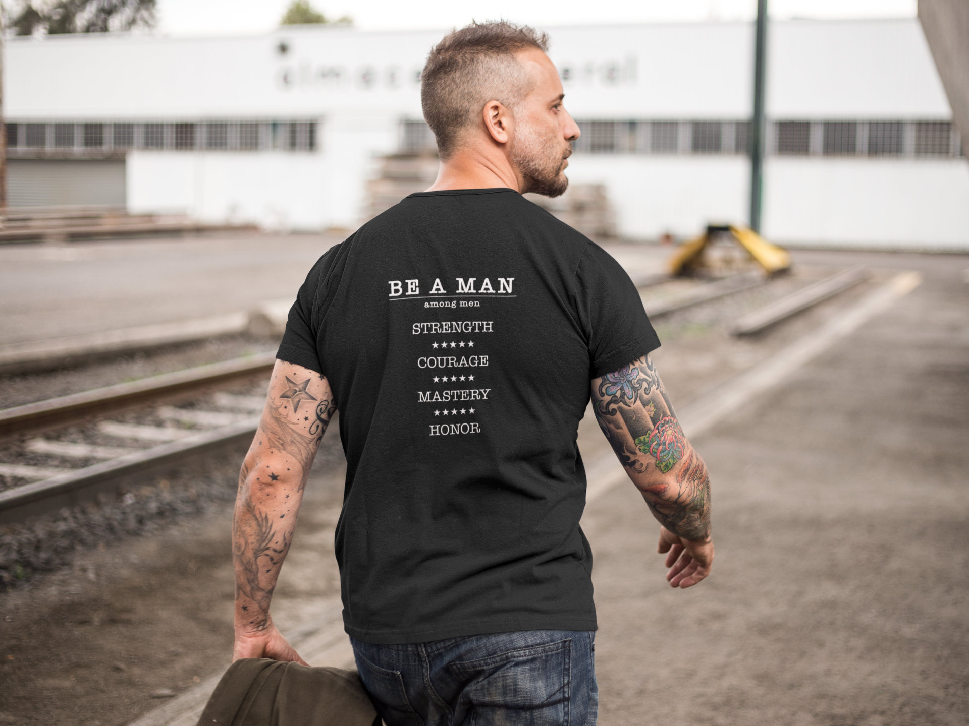Tee - Be A Man Among Men (dark) - Masculine T-shirt Design - Apparel ...
