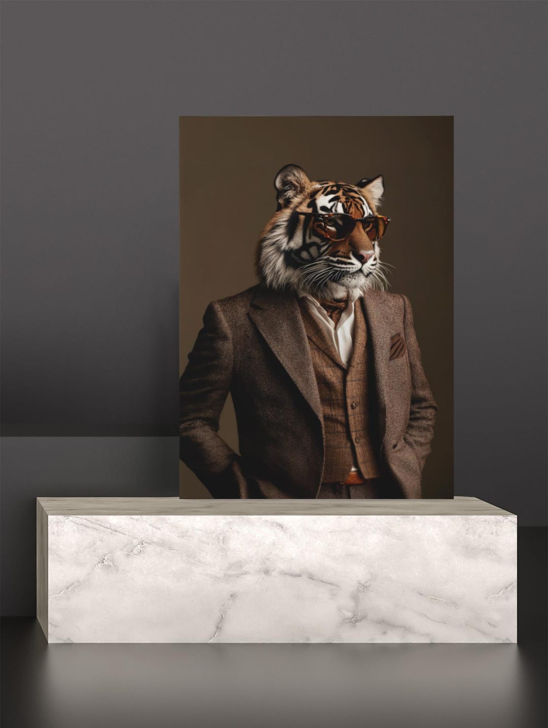 Dapper Tiger Art Print, Animal Portrait, Funny Wall Decor - Etsy
