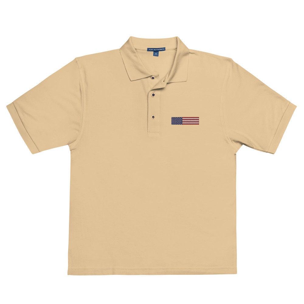Polo - USA Flag - Narrow American Flag - Embroidered Design - Apparel ...
