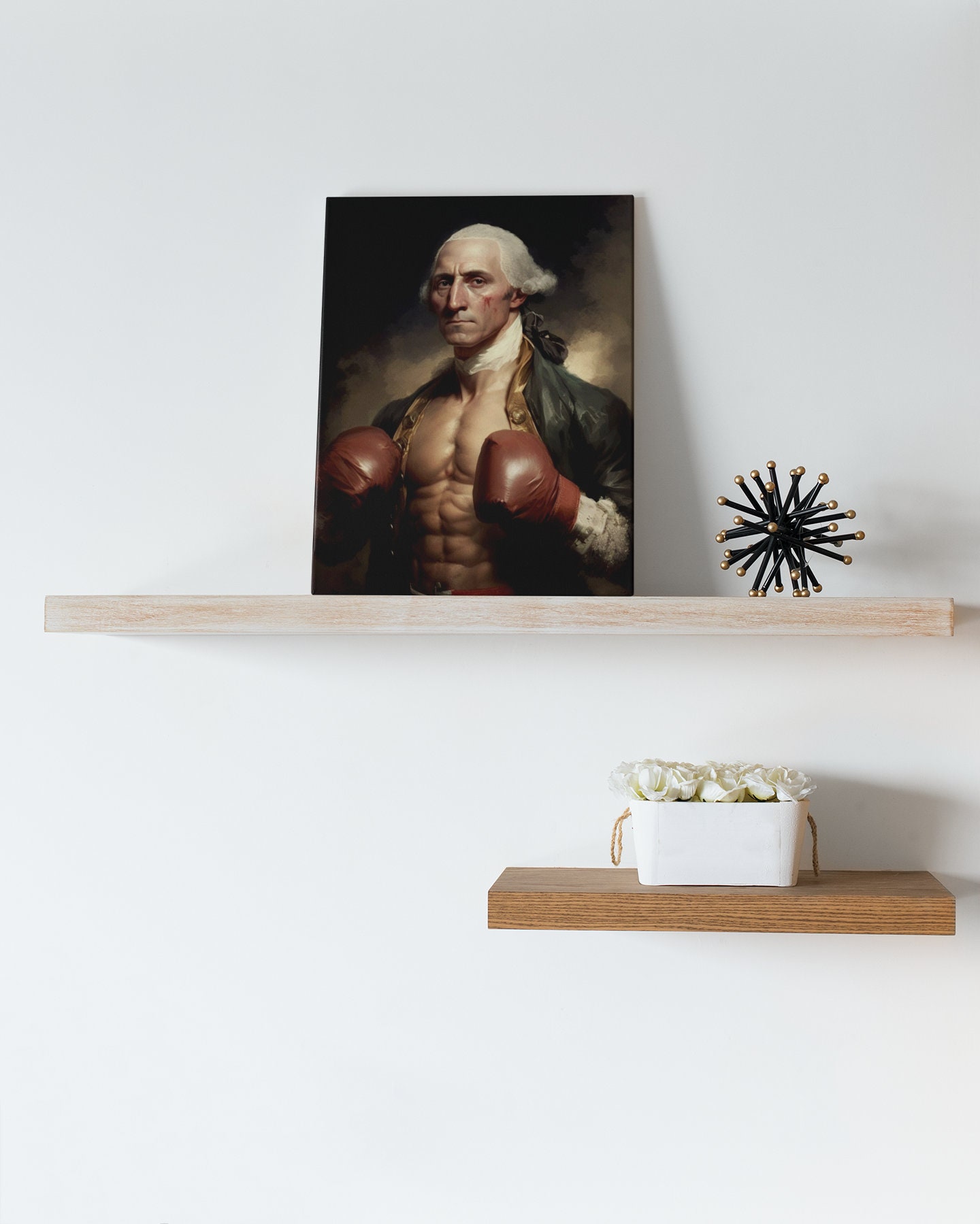 Canvas Art Print George Washington Buff Boxer Man Cave Decor Masculine ...