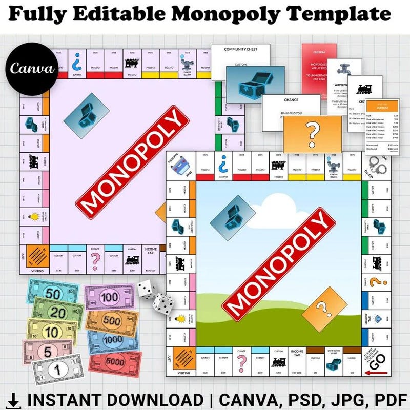 Blank Monopoly Board Svg - Etsy