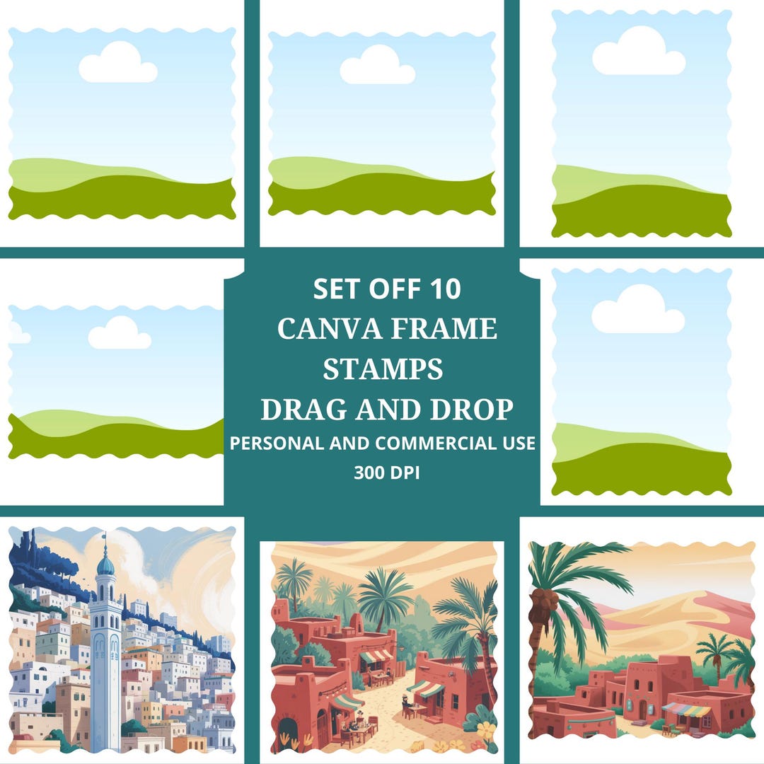Canva Frame Stamps Bundle | 10 Drag & Drop Abstract PNG Borders for ...