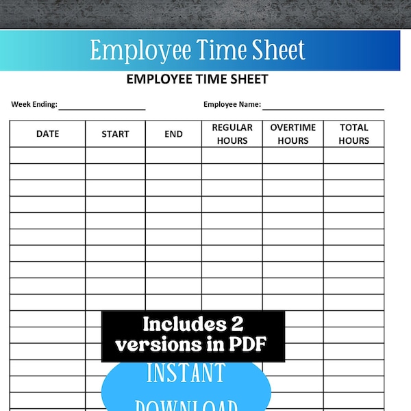 Small Business Time Sheet Employee Time Sheet Timesheet Tracker ...