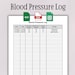 Blood Pressure Log | Daily Blood Pressure Tracker | Medical Tracker ...