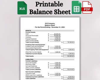 Editable Balance Sheet | Balance Sheet Template | Balance Sheet in ...