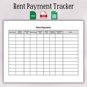 Rent Payment Tracker | Rental Payment Ledger | Monthly Rent Payment Log ...