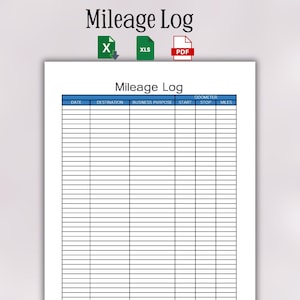 Business Mileage Log Book | Gas Mileage Reimbursement for Driving Log ...
