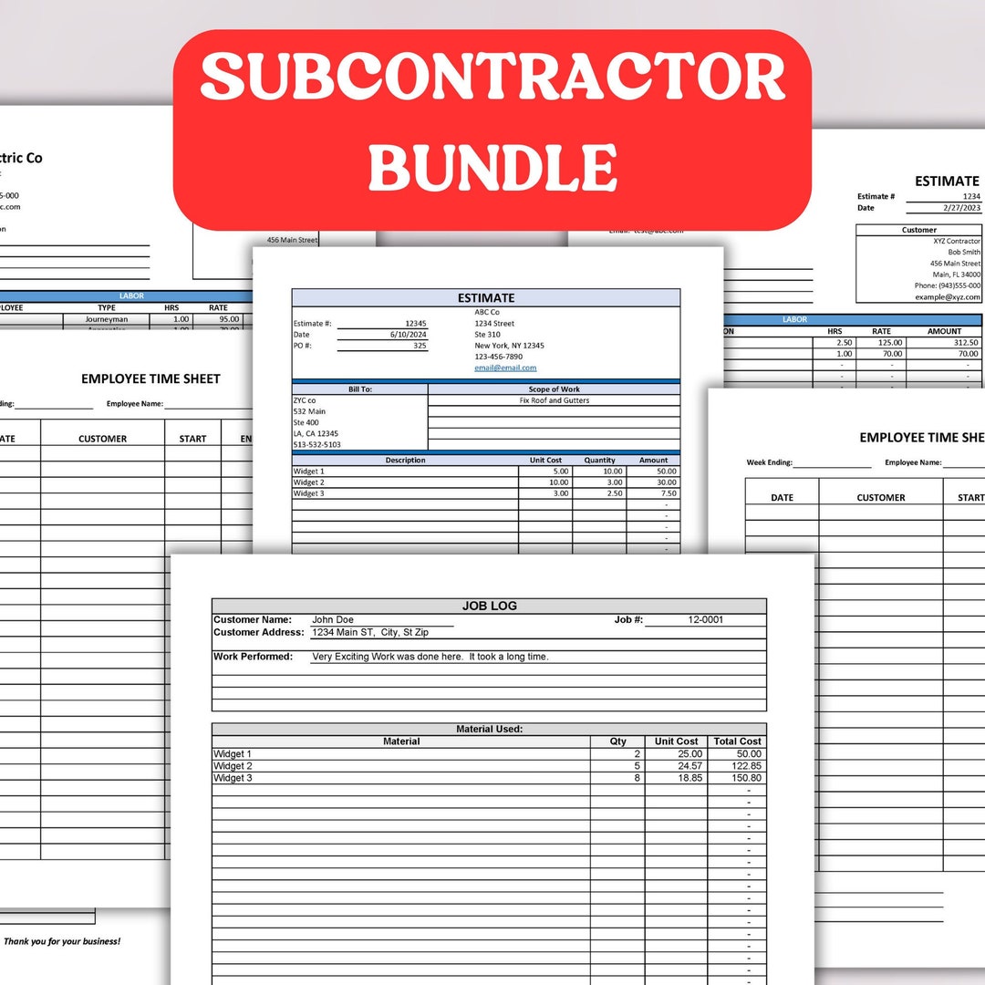 Subcontractor Invoice | Sub Contractor Estimate | Electrical Templates ...