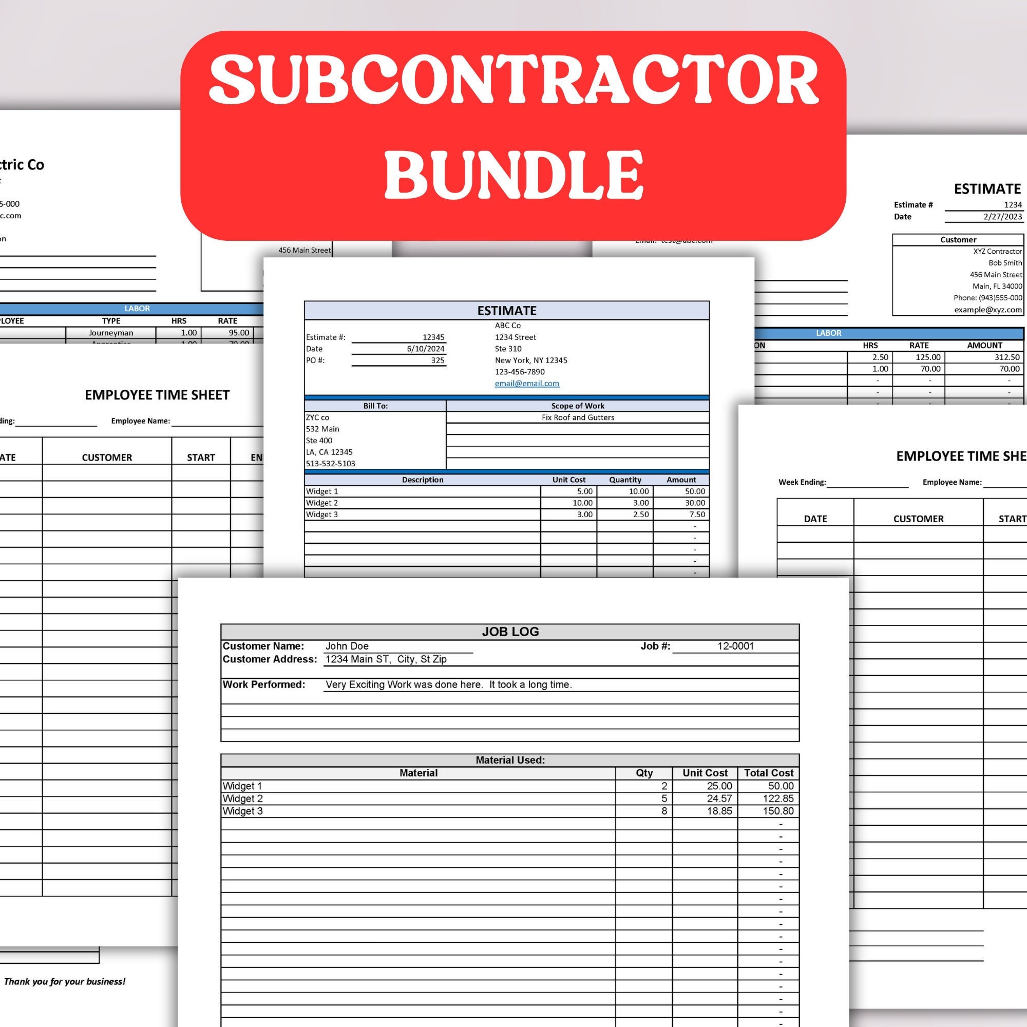 Subcontractor Invoice | Sub Contractor Estimate | Electrical Templates ...