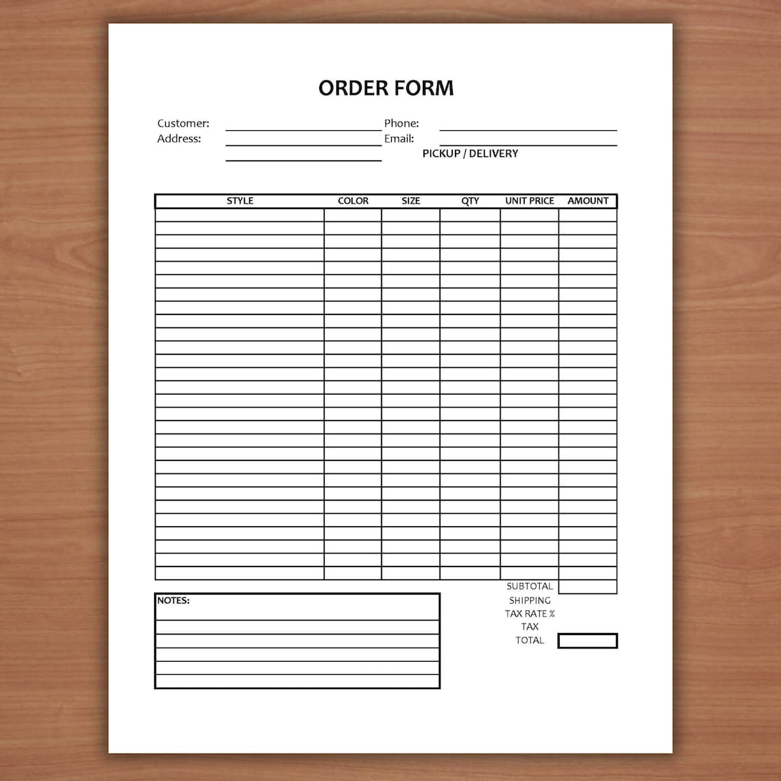 Order Form Template | Printable Order Form | Purchase Order Form ...