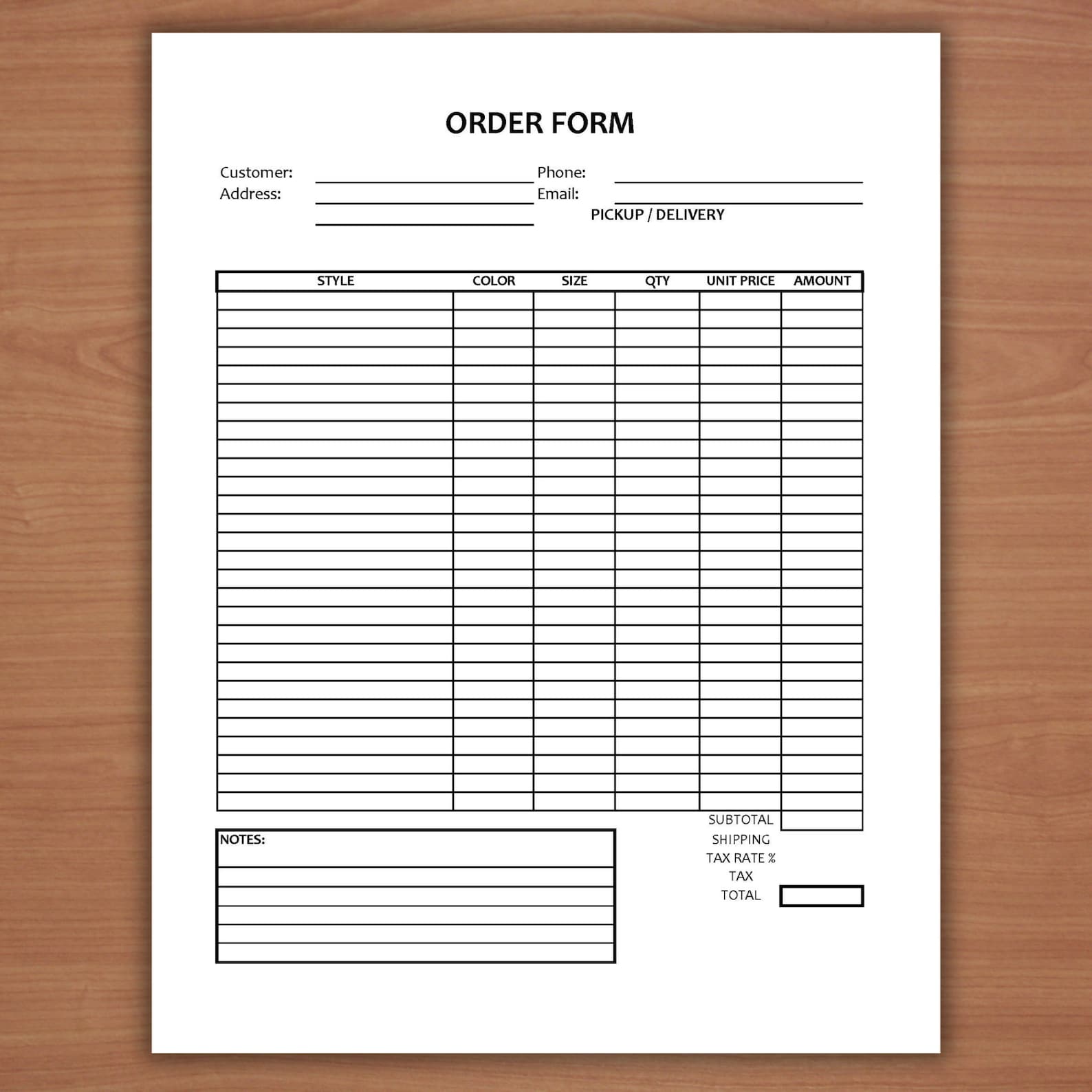 Order Form Template | Printable Order Form | Purchase Order Form ...