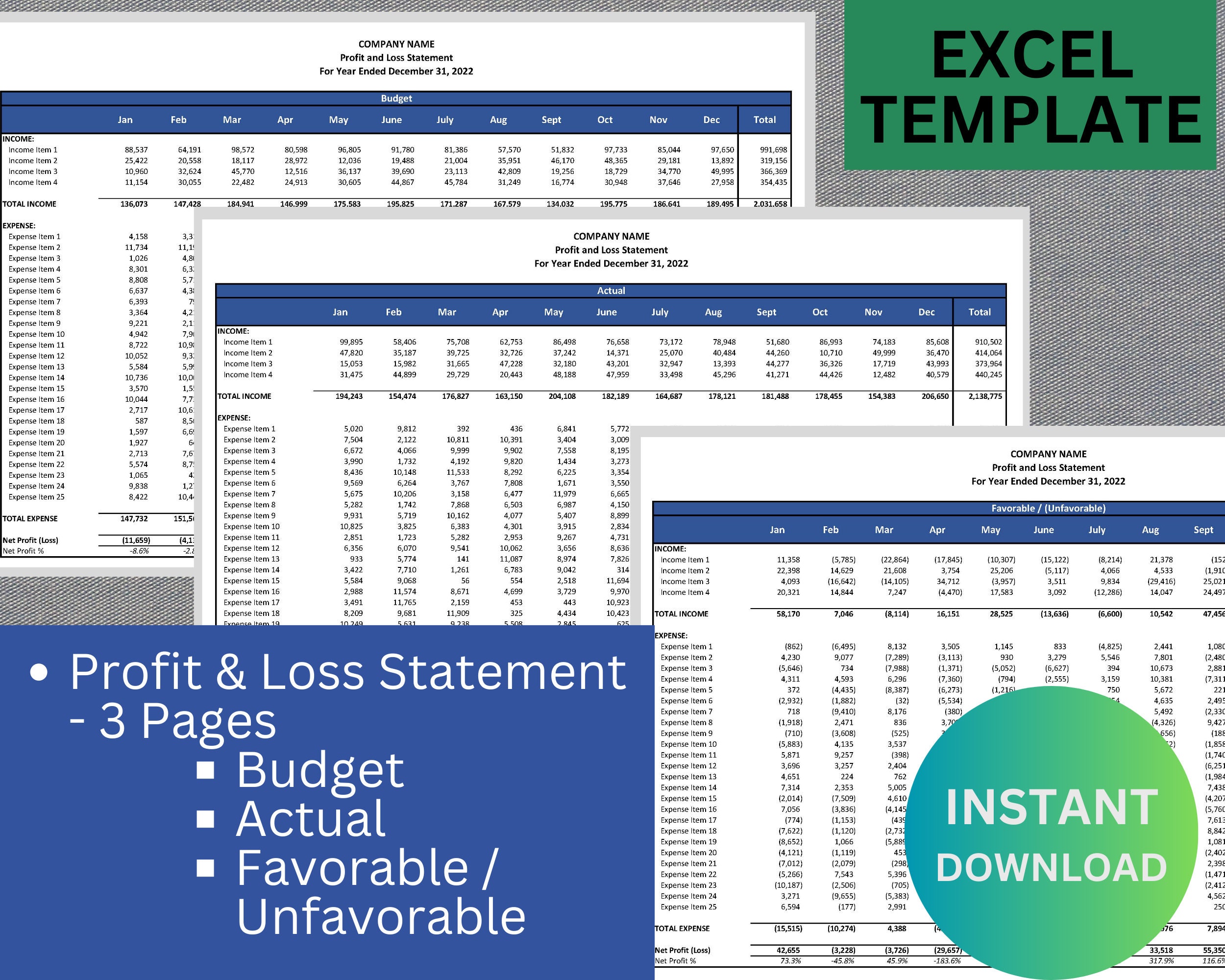 Monthly Profit and Loss Statement Template Excel Template Profit and ...
