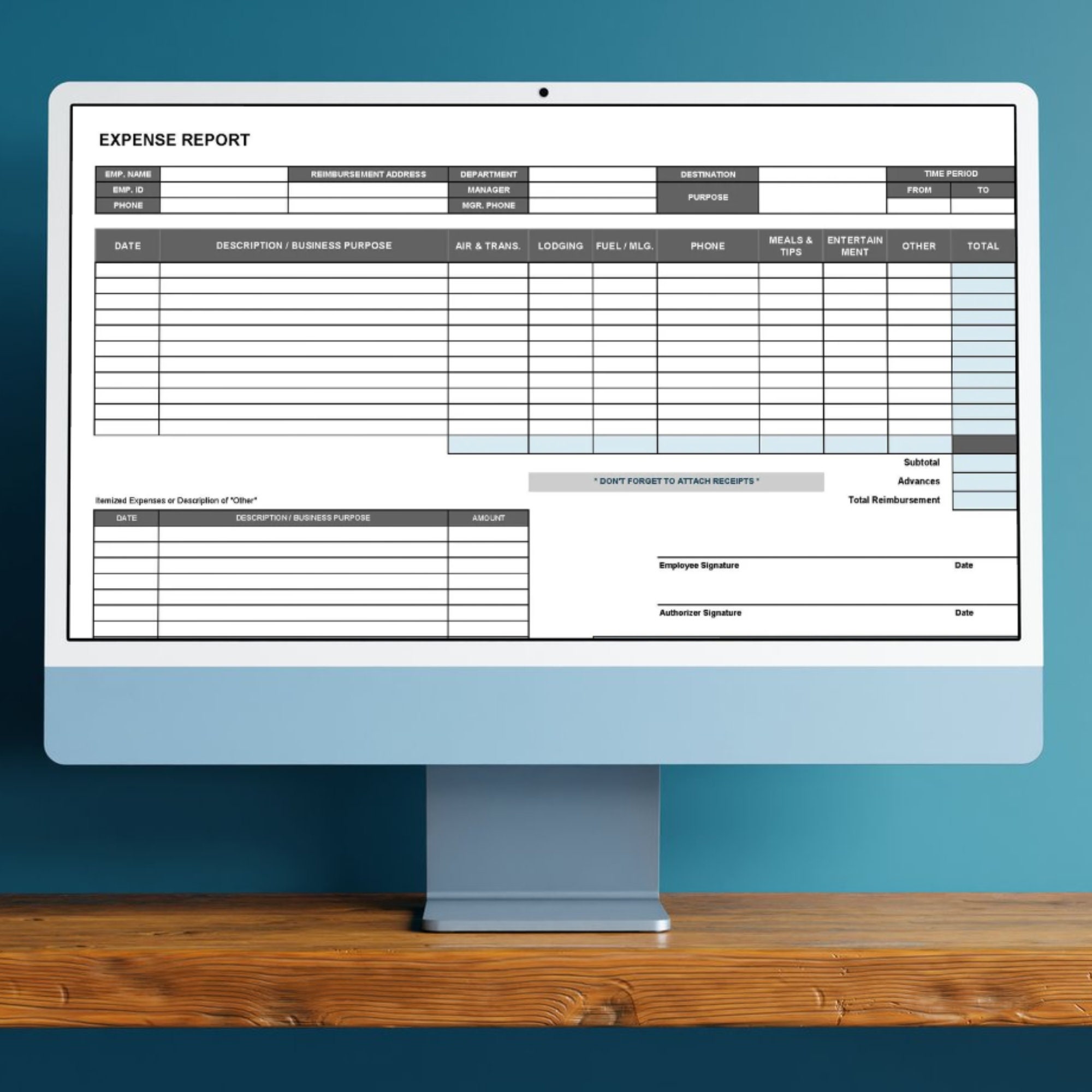 Editable Excel Spreadsheet Employee Reimbursement Form HR Template ...