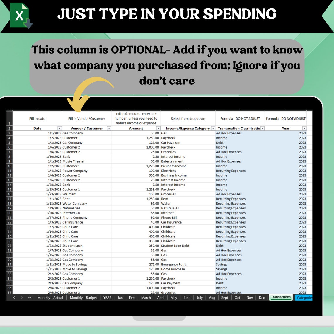 Income and Expense Tracker | Excel Personal Finance Spreadsheet ...