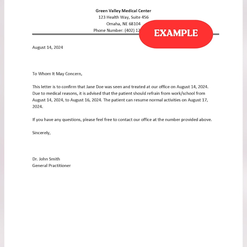 Editable Doctor Excuse Note Template | Printable Doctor's Note | Doctor ...