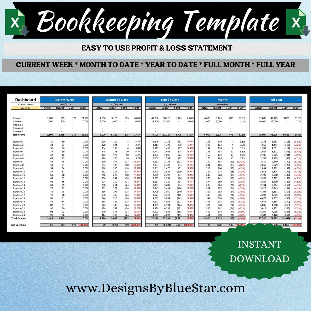 Small Business Bookkeeping Template Excel Small Business Spreadsheet ...