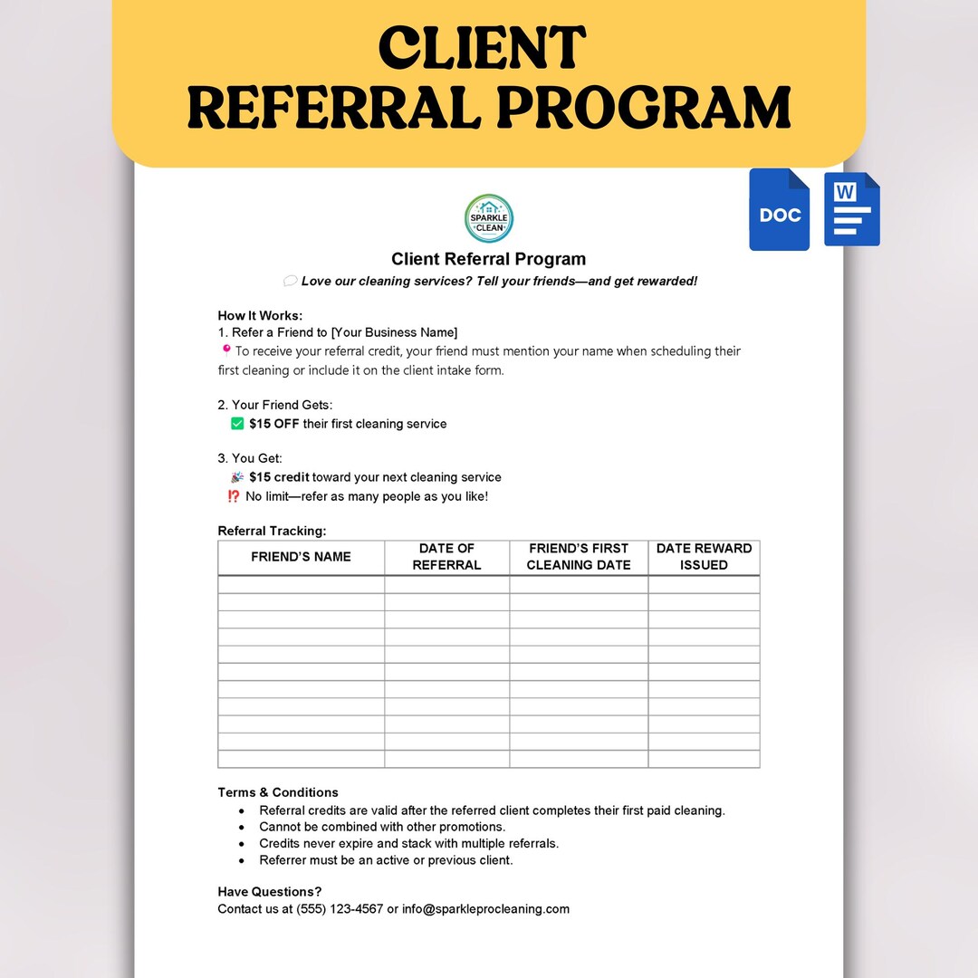 Editable Referral Card Template | Printable Client Referral Program ...